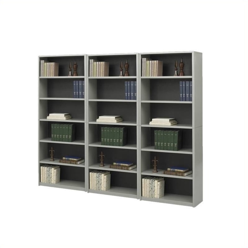 Safco ValueMate Standard 6 Shelf Economy Steel Wall Bookcase in Gray ...