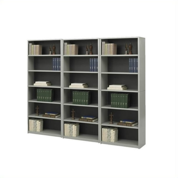 Safco ValueMate Standard 6 Shelf Economy Steel Wall Bookcase in Gray ...