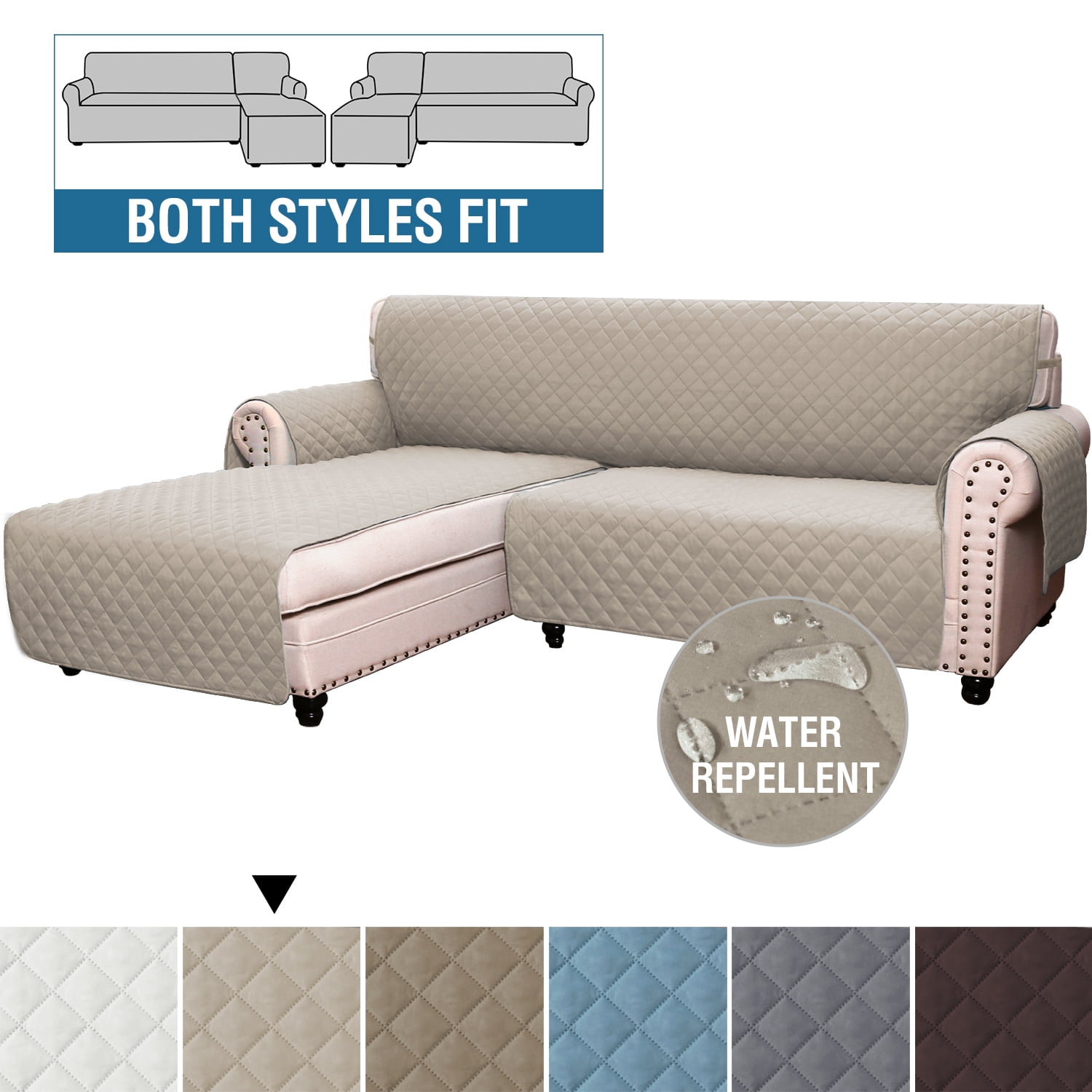 SHANNA Reversible L Shape Sofa Cover, Sectional Couch Cover 1 Piece ...