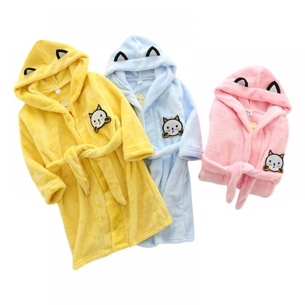 SYNPOS Kids Infant Baby Boys Girls Fleece Cartoon Bathrobe Hooded ...