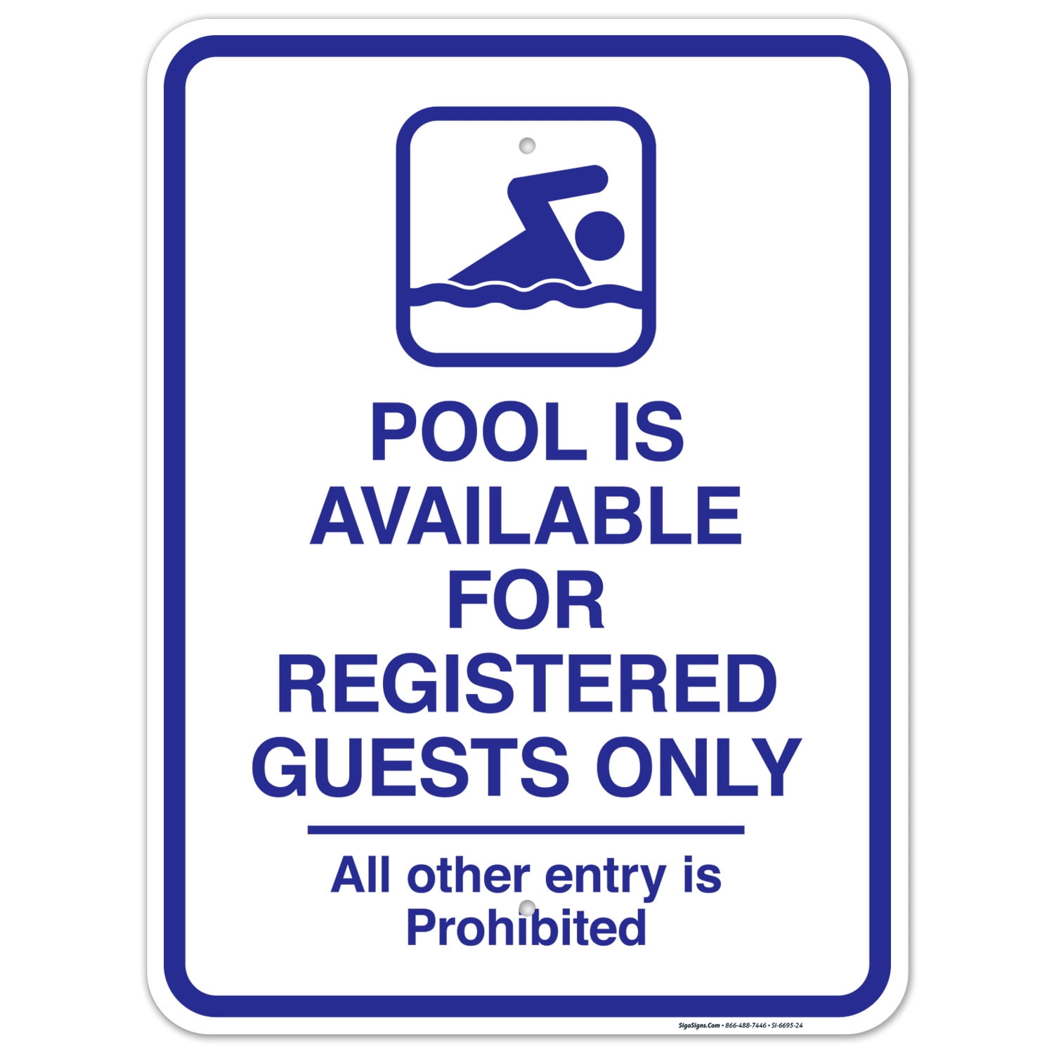 Pool Is Available For Registered Guests Only Sign, Pool Sign, - Walmart.com