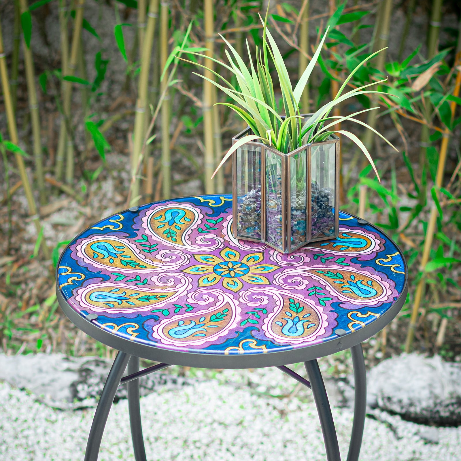 Small glass top patio side table store