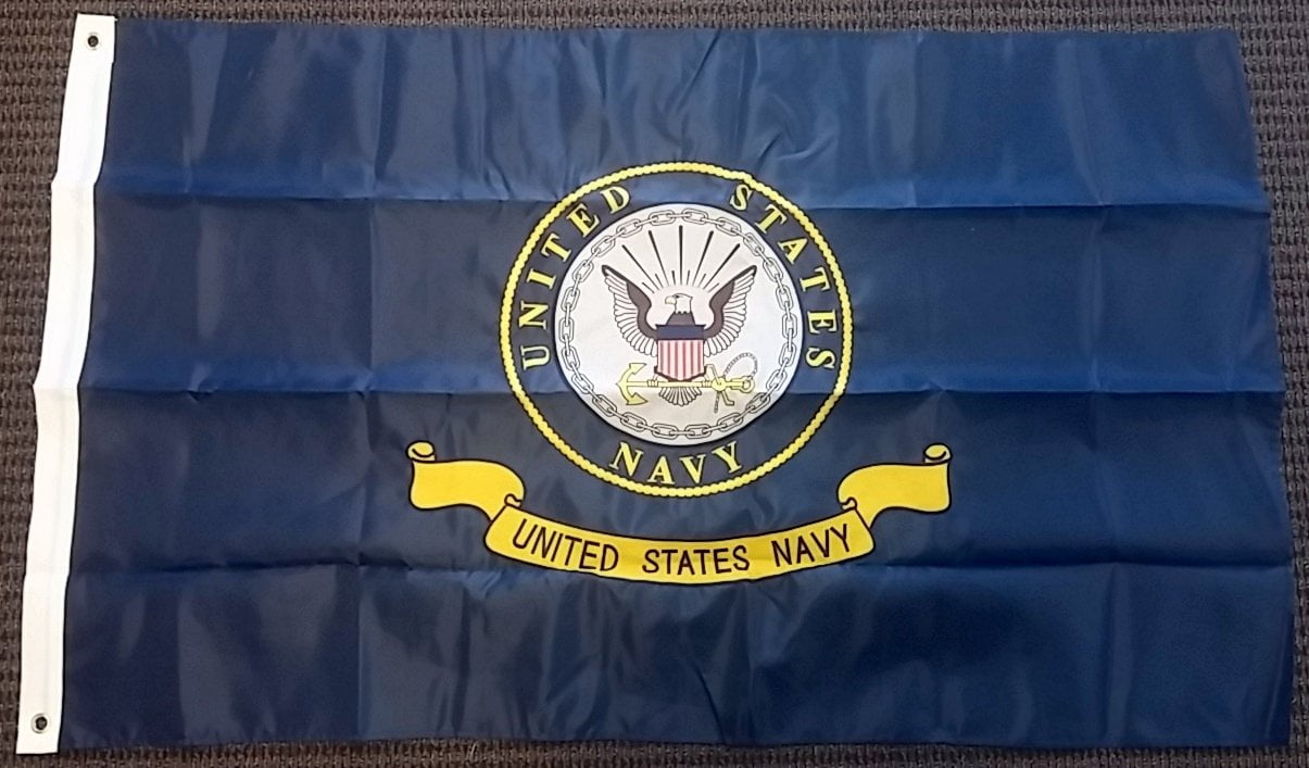United States Navy Logo Double Sided Nylon Embroidered 3x5 Foot Flag ...