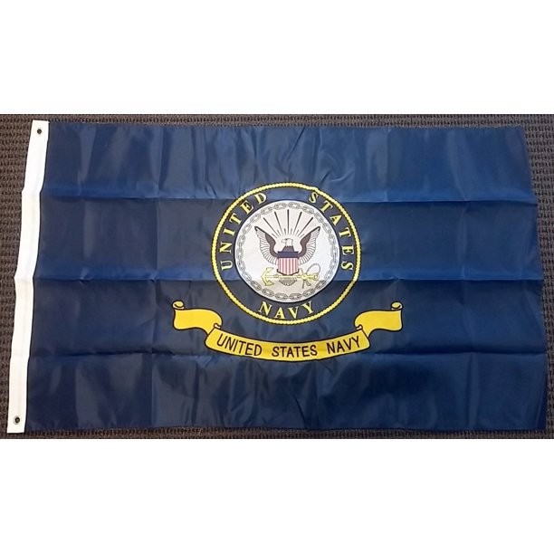 United States Navy Logo Double Sided Nylon Embroidered 3x5 Foot Flag ...