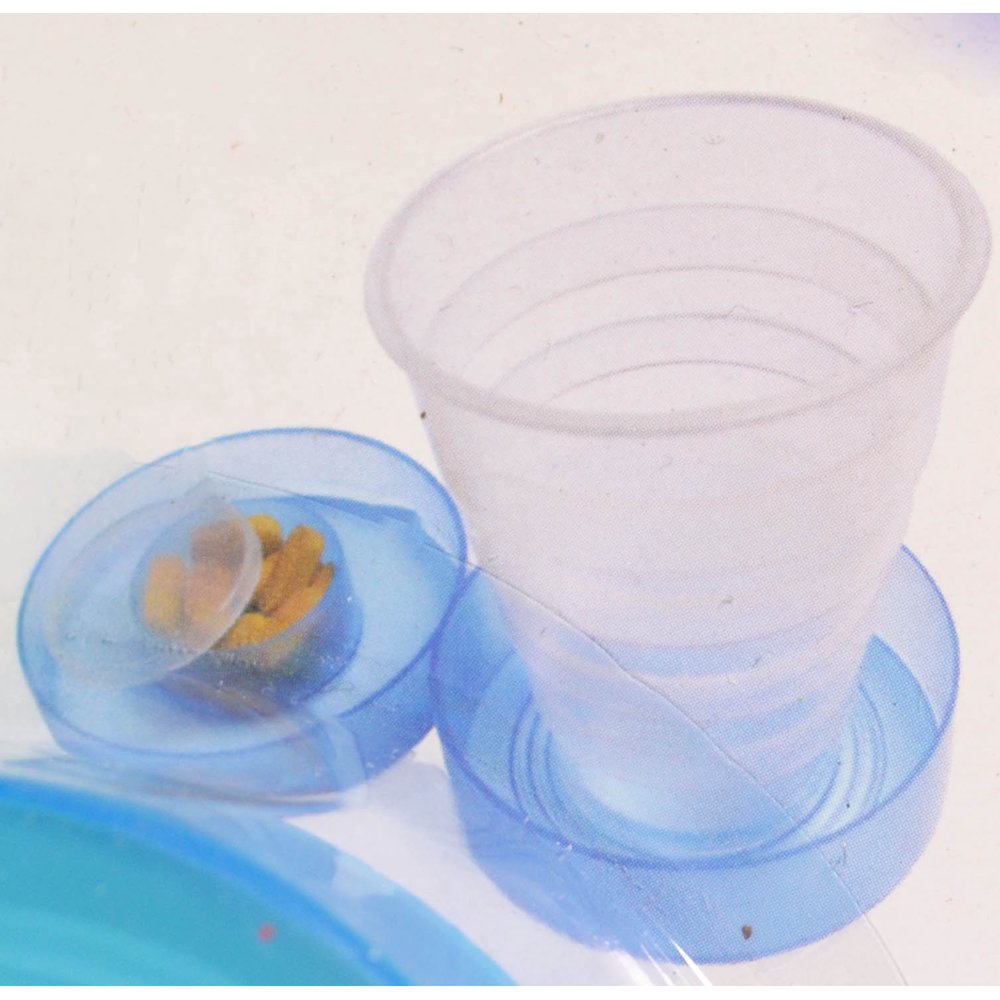 Set of 2 Collapsible Drinking Cup With Pill Case Travel Size Medication ...