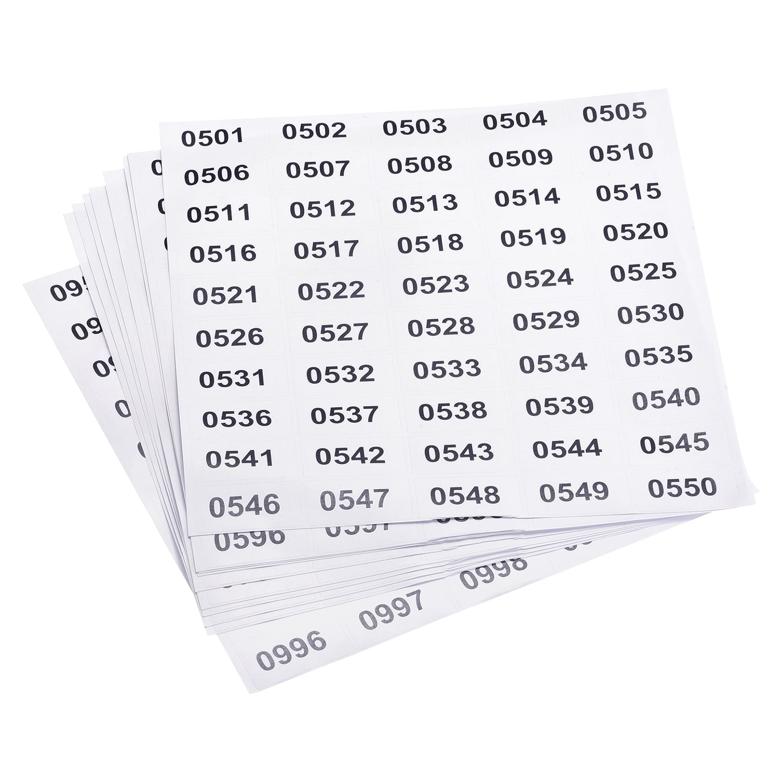 0501 to 1000 Consecutive Number Stickers Inventory Label Sheets for ...