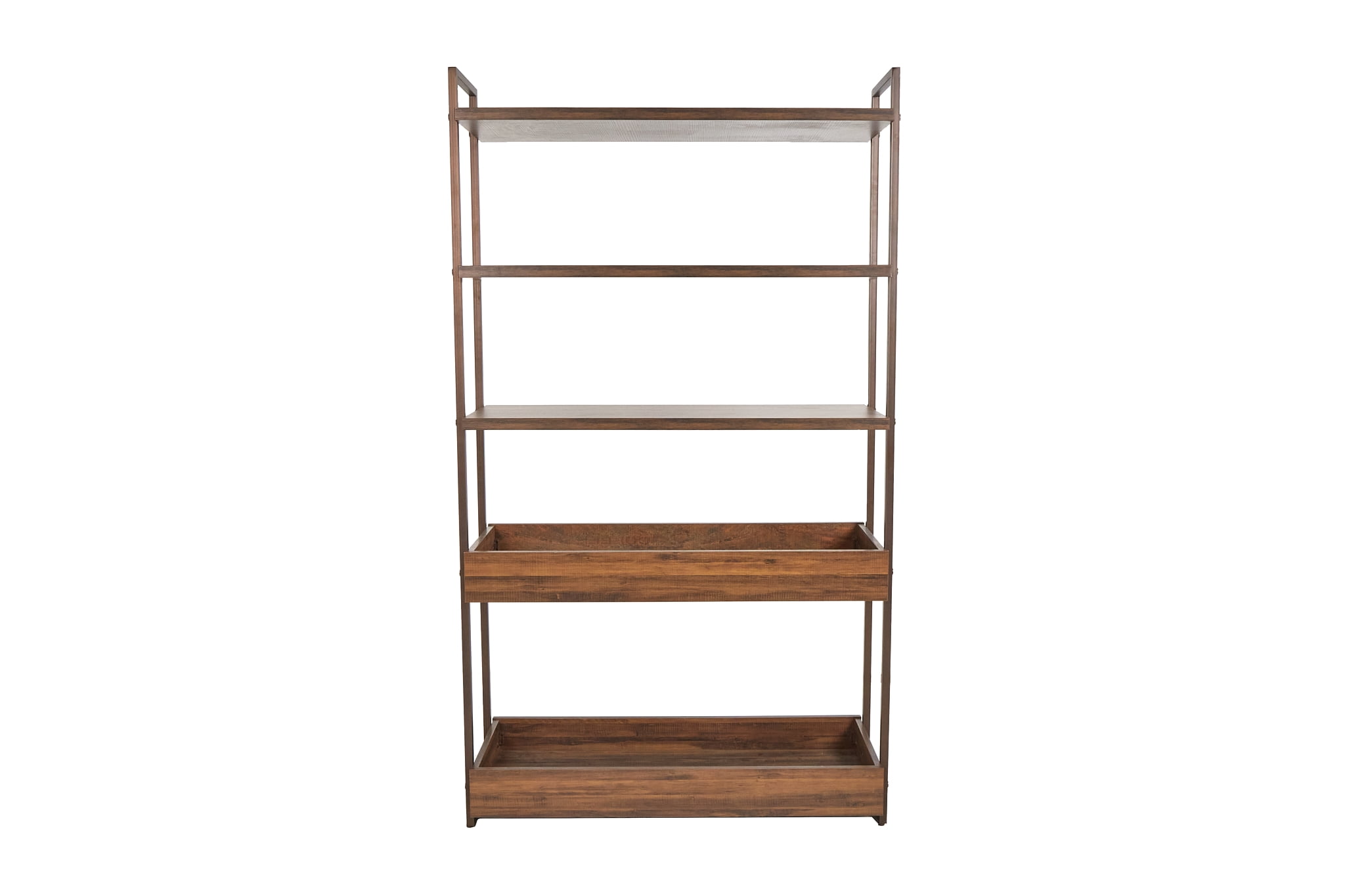 Librero ALTEREGO DESIGN Color Nogal con 5 Módulos Estructura de Metal y ...