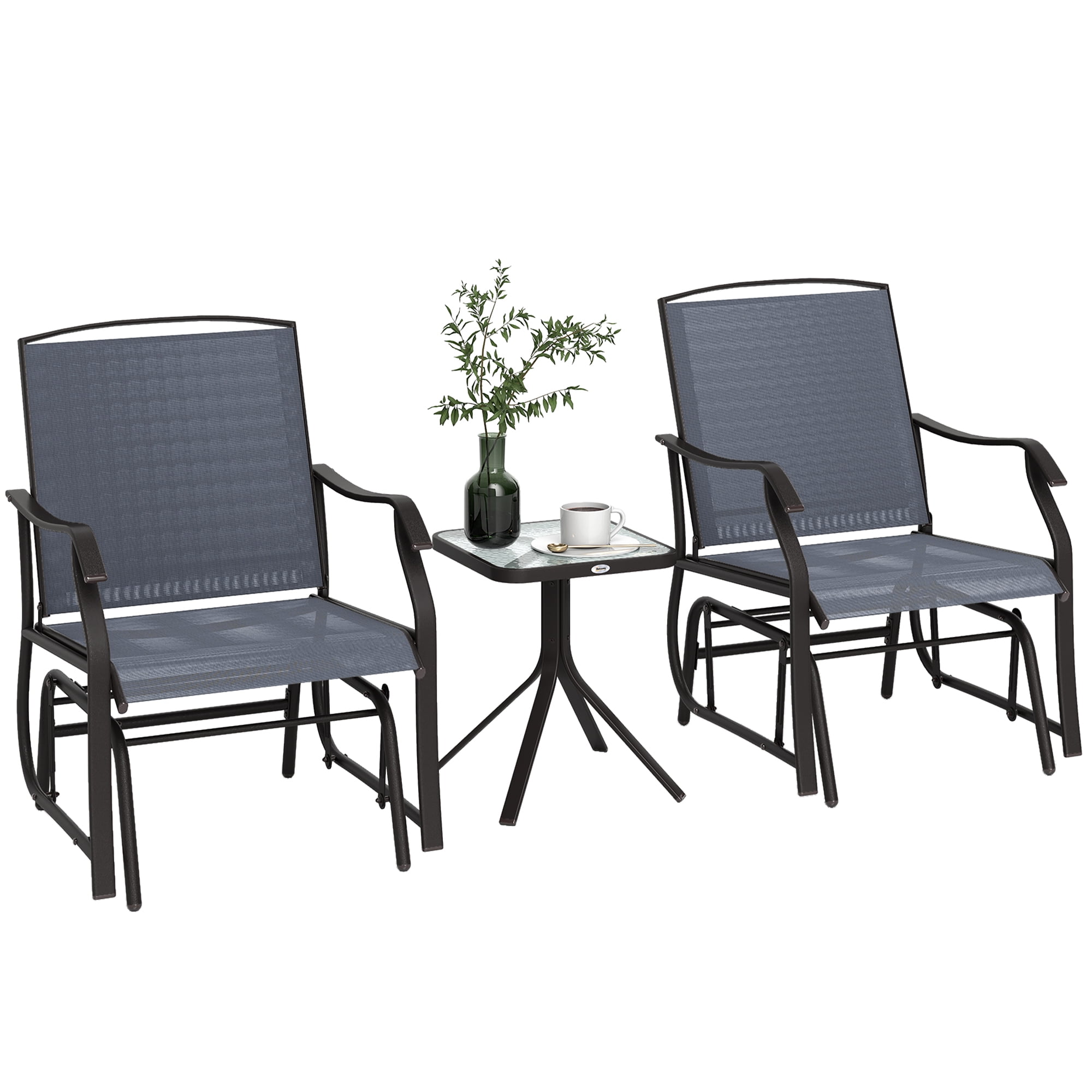 Click here for Outsunny 3 Piece Patio Rocking Chair Set Outdoor G... prices