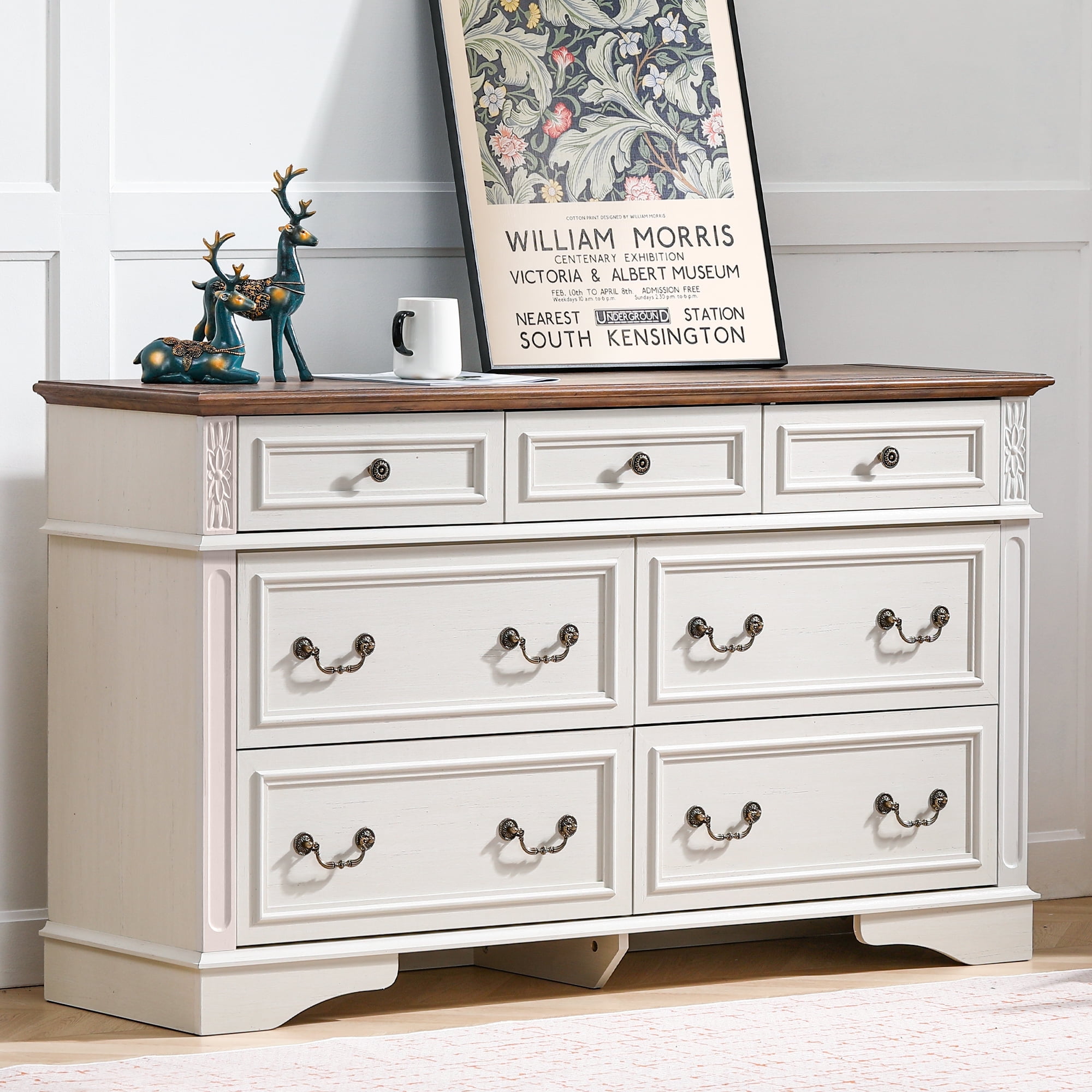 Click here for Fiakoa 7 Drawer Dresser For Bedroom  55 W. Wood Fa... prices