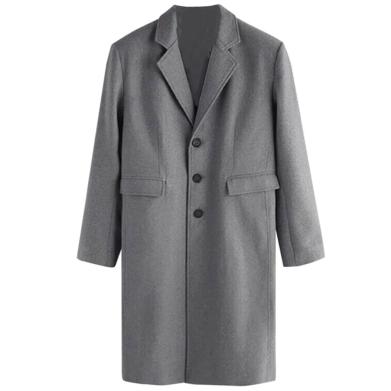 SMihono Men's Trendy Midi Suit Overcoat Jacket Single-breasted Work ...