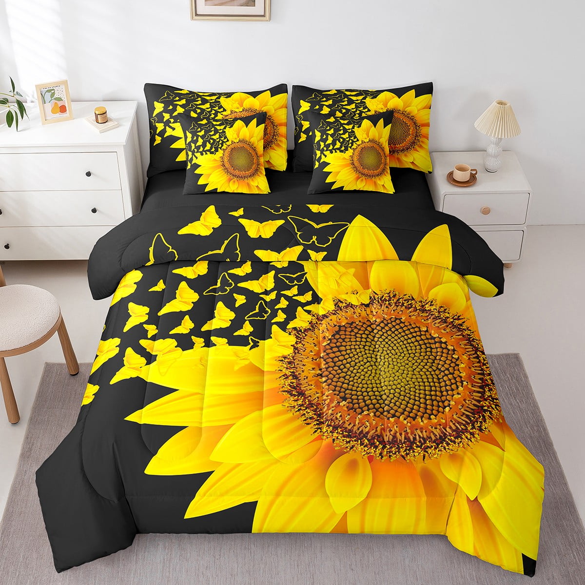 Click here for Erosebridal Golden Sunflower Bedding Sets King Siz... prices