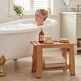TEAKAURA Teak Shower Bench Stool, 24'' Heavy Duty Teak Wood Bathroom ...