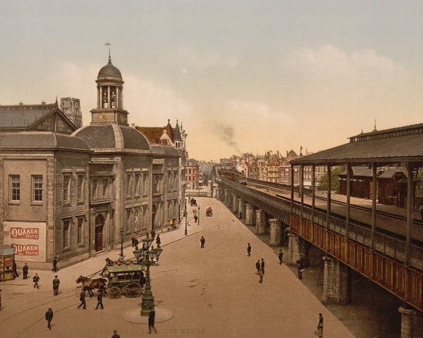 Print: The Bourse And Bourse Station, Rotterdam, Holland, circa 1890 ...