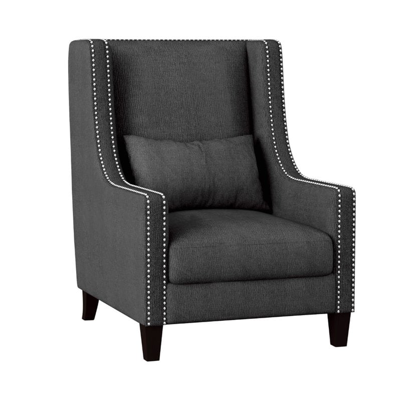 Pemberly Row Upholstered Wingback Chair in Dark Gray - Walmart.com ...