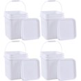 5 Gallon White Square Bucket with Lid and Handle, 4 Pcs Plastic Square ...