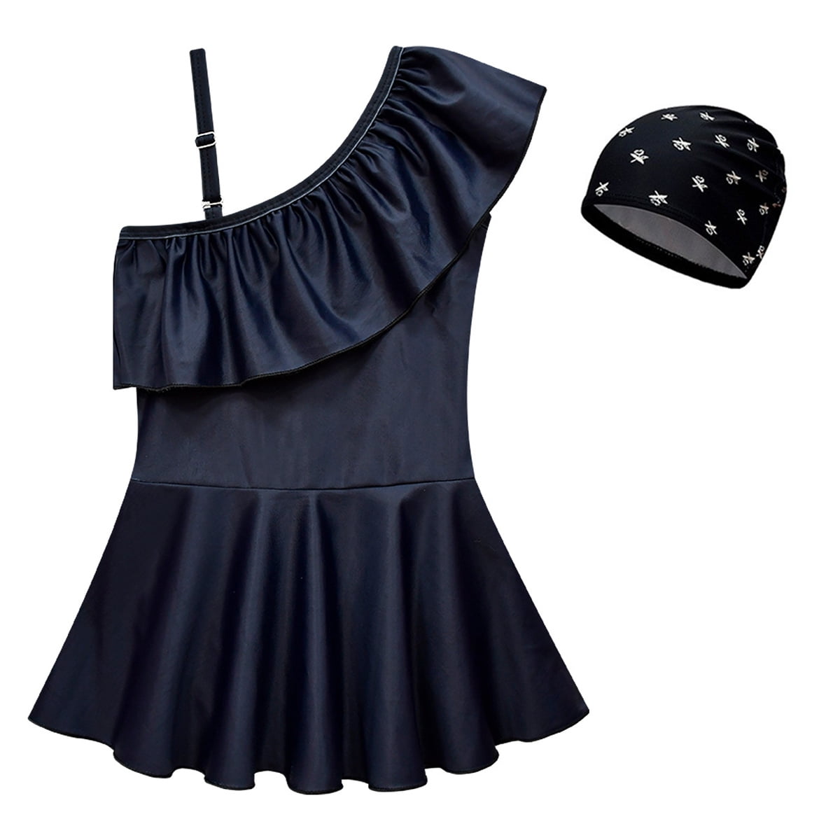 Wednessday Addams Swimsuit with Swim Cap, 3-12 Y - Walmart.com