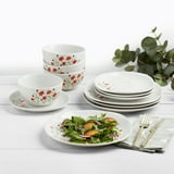 Tabletops Gallery 12 Piece Caroline White Floral Ceramic Dinnerware Set ...