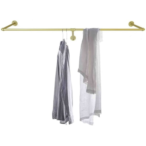MONIPA Gold Wall Mounted Clothing Rack, Metal Industrial Pipe Hanging ...