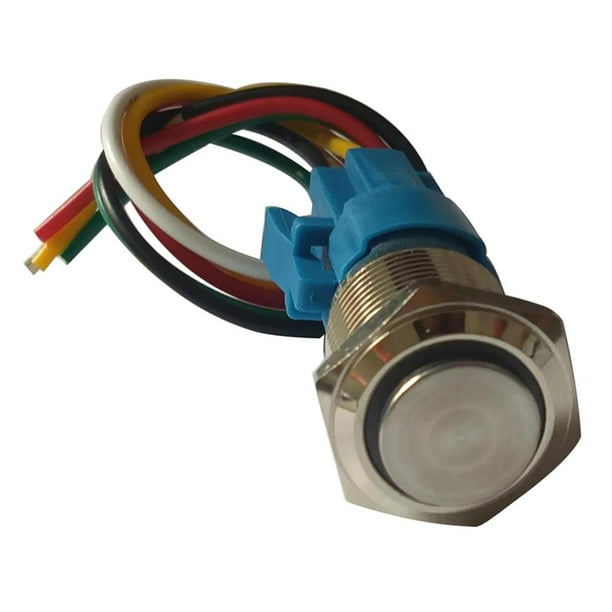 Interruptor momentáneo de botón pulsador ligero LED autoblocante multicolor de 16 mm Blanco ...