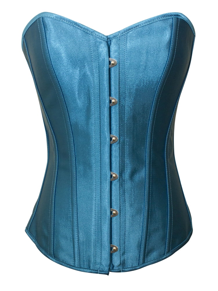 Chicastic Sky Blue Satin Sexy Strong Boned Corset Lace Up Bustier Top