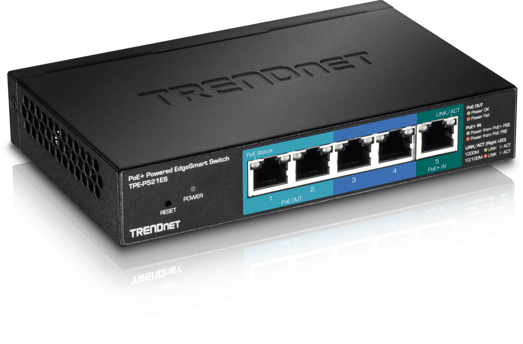 Trendnet 5 Port Gigabit Poe Powered Edgesmart Switch With Poe Pass