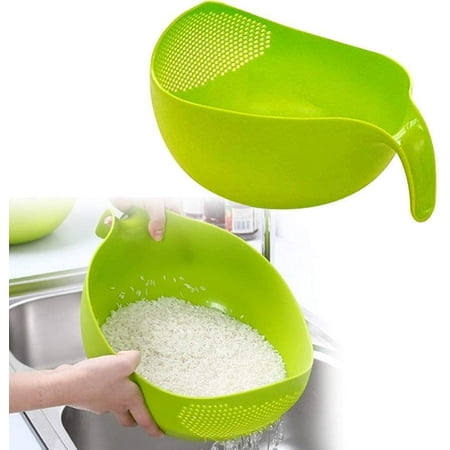 Plastic Rice Strainer Bowl with Handle, Kitchen Draining Colanders for ...