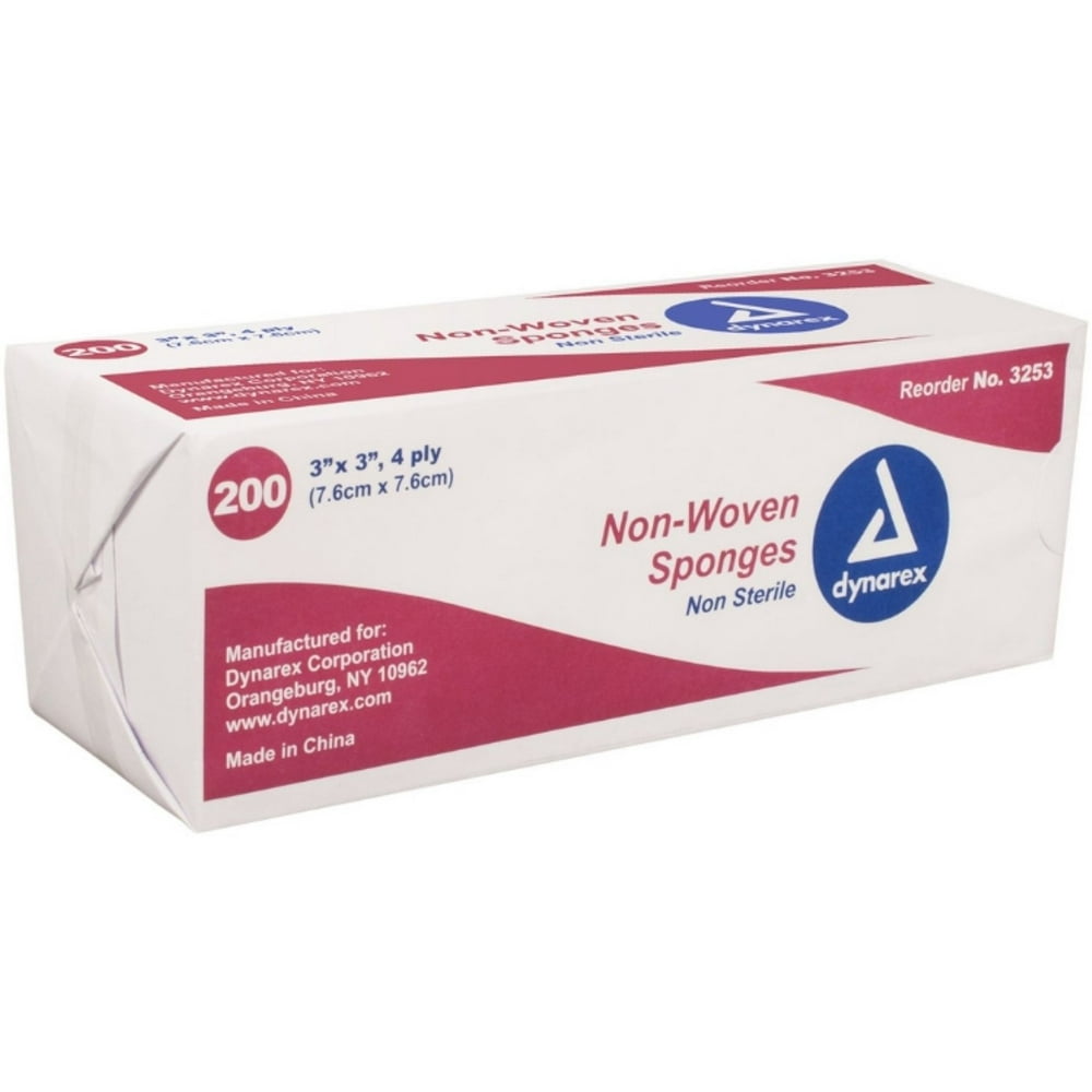 Dynarex Non-Woven Sponge Non-Sterile 3" x 3" 4 Ply (200/Pack) - Walmart ...