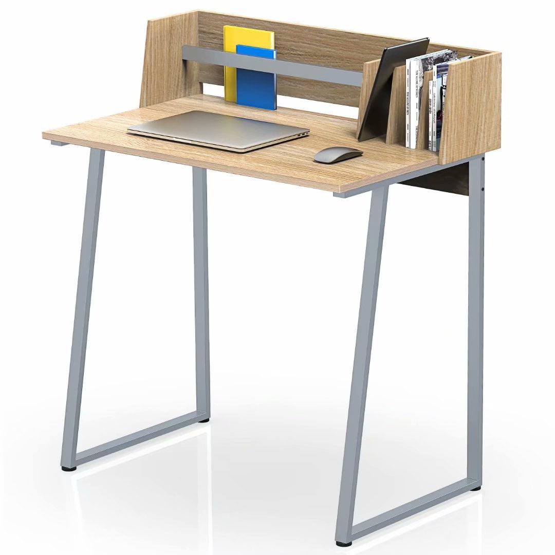 FITUEYES Writing Study Desk with Storage Back Board Wood and Metal ...