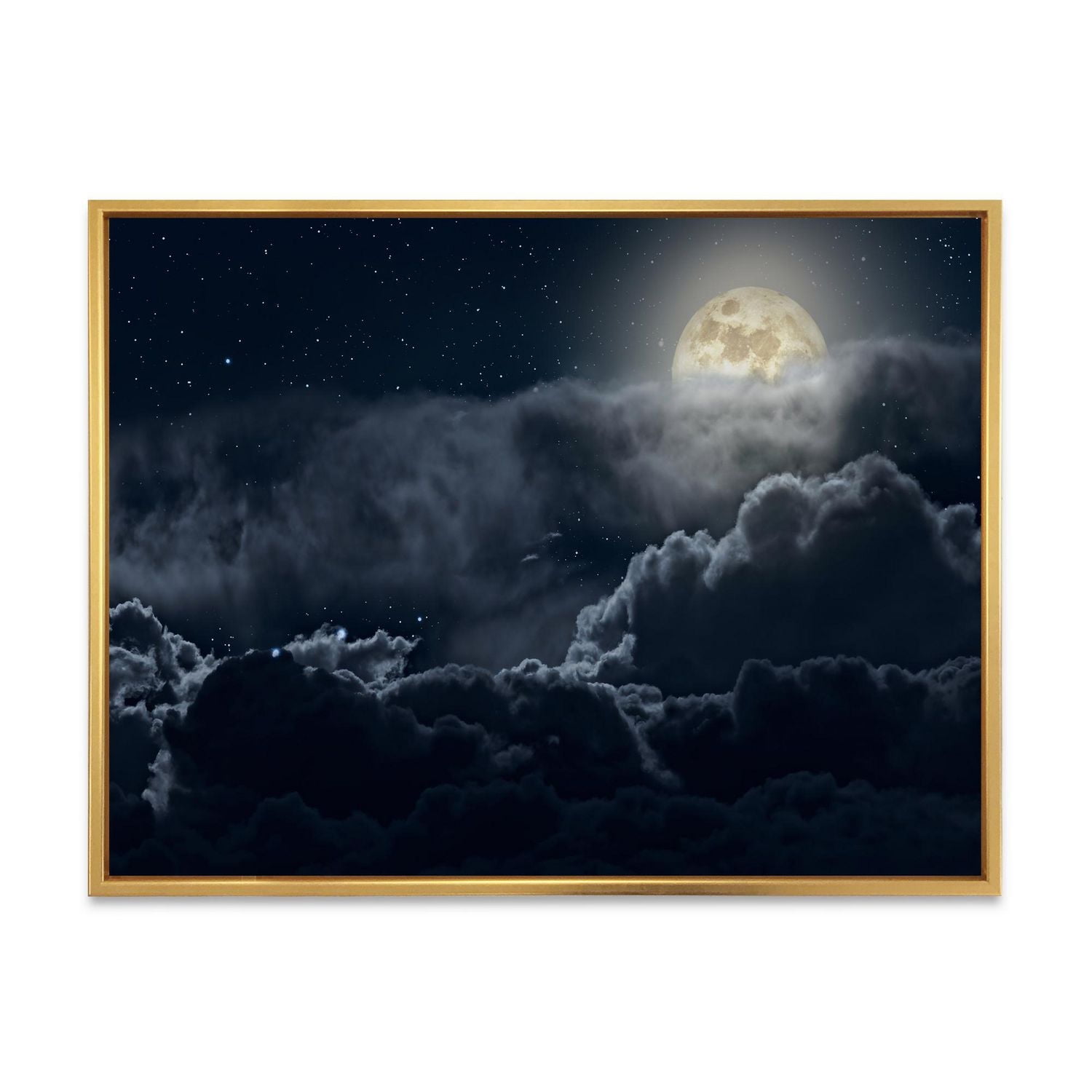 Click here for Designart Cloudy Full Moon Night Float Frame Wall... prices
