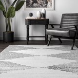 nuLOOM Romina Machine Washable Diamond Stripes Area Rug, 2' x 3', White ...