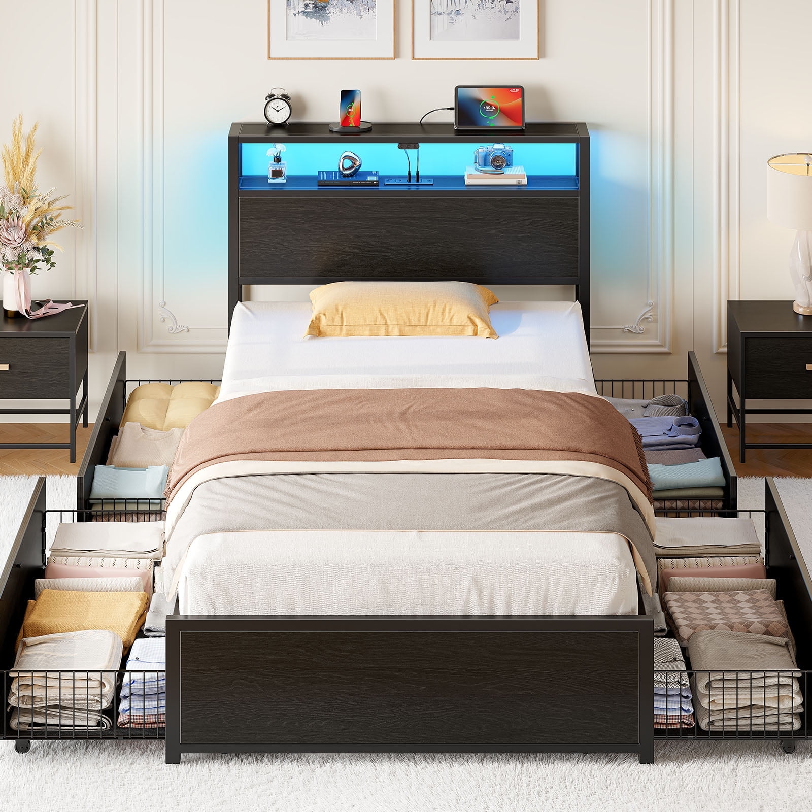 Click here for Greenstell Twin Size Bed Frame With Storage 4-Draw... prices