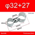 (2 Pieces) 32mm and 27mm Double Pipe Clamps Chain Link Fence Parts Wood ...
