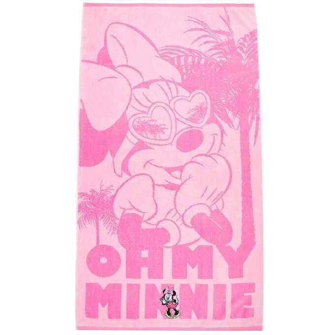 Minnie Mouse Beach Towel Pink with Embroidered Applique 34" x 63 ...