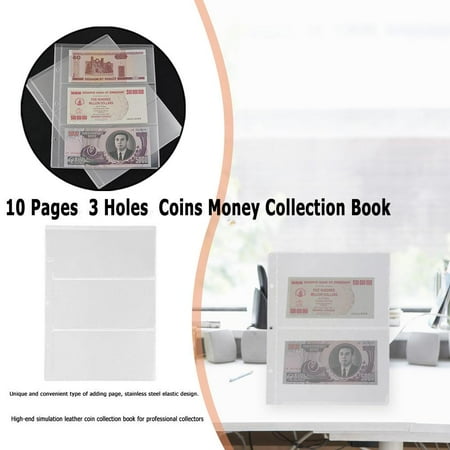 Mymisisa 10pcs Pages 3 Holes Paper Money Album Currency Banknote ...