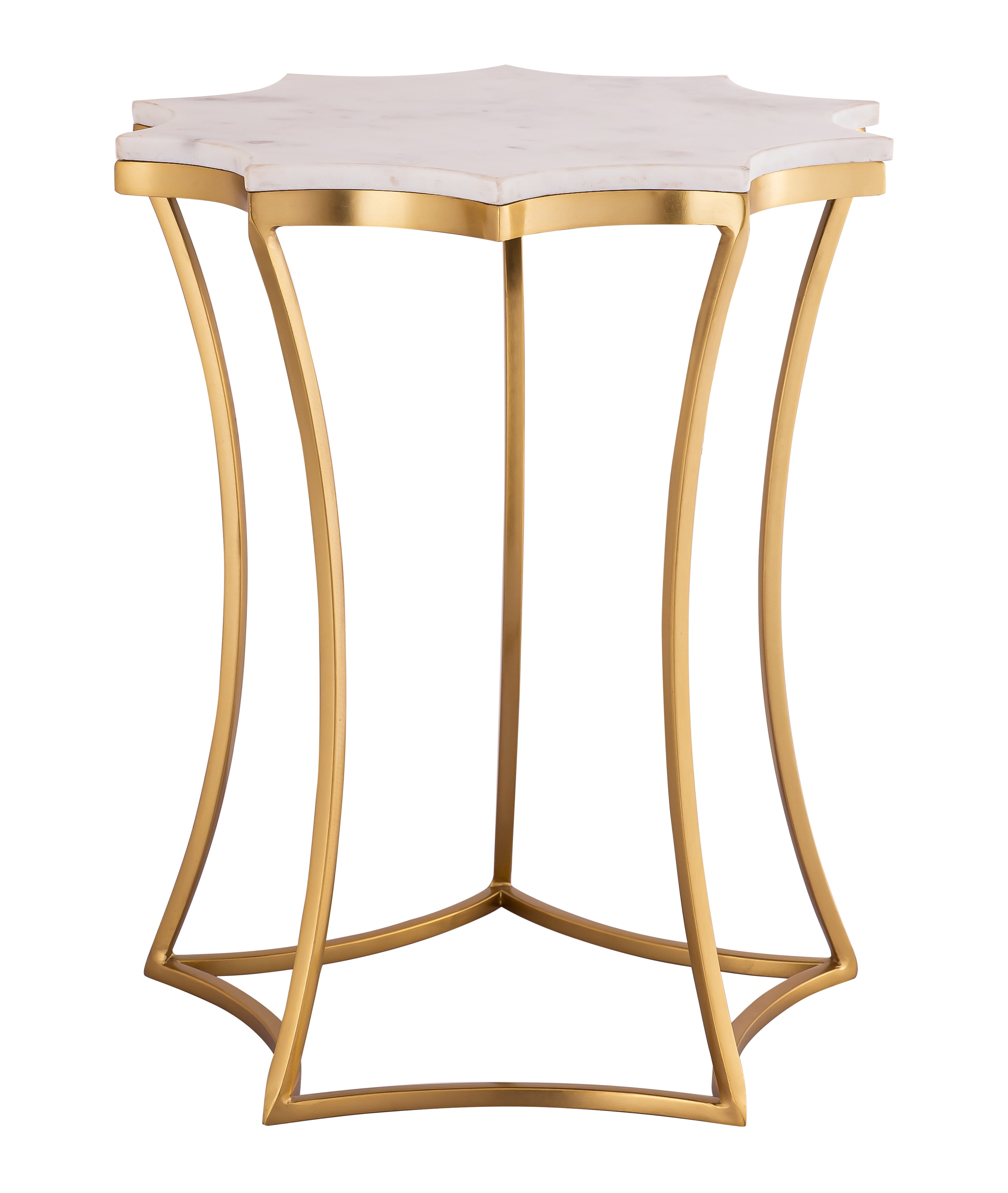 Camilla White Marble Gold Base Sun Shaped Side Table by Inspire Me ...