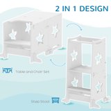 Qaba Toddler Tower, Toddler Step Stool, 2 in 1 Toddler Kitchen Stool ...
