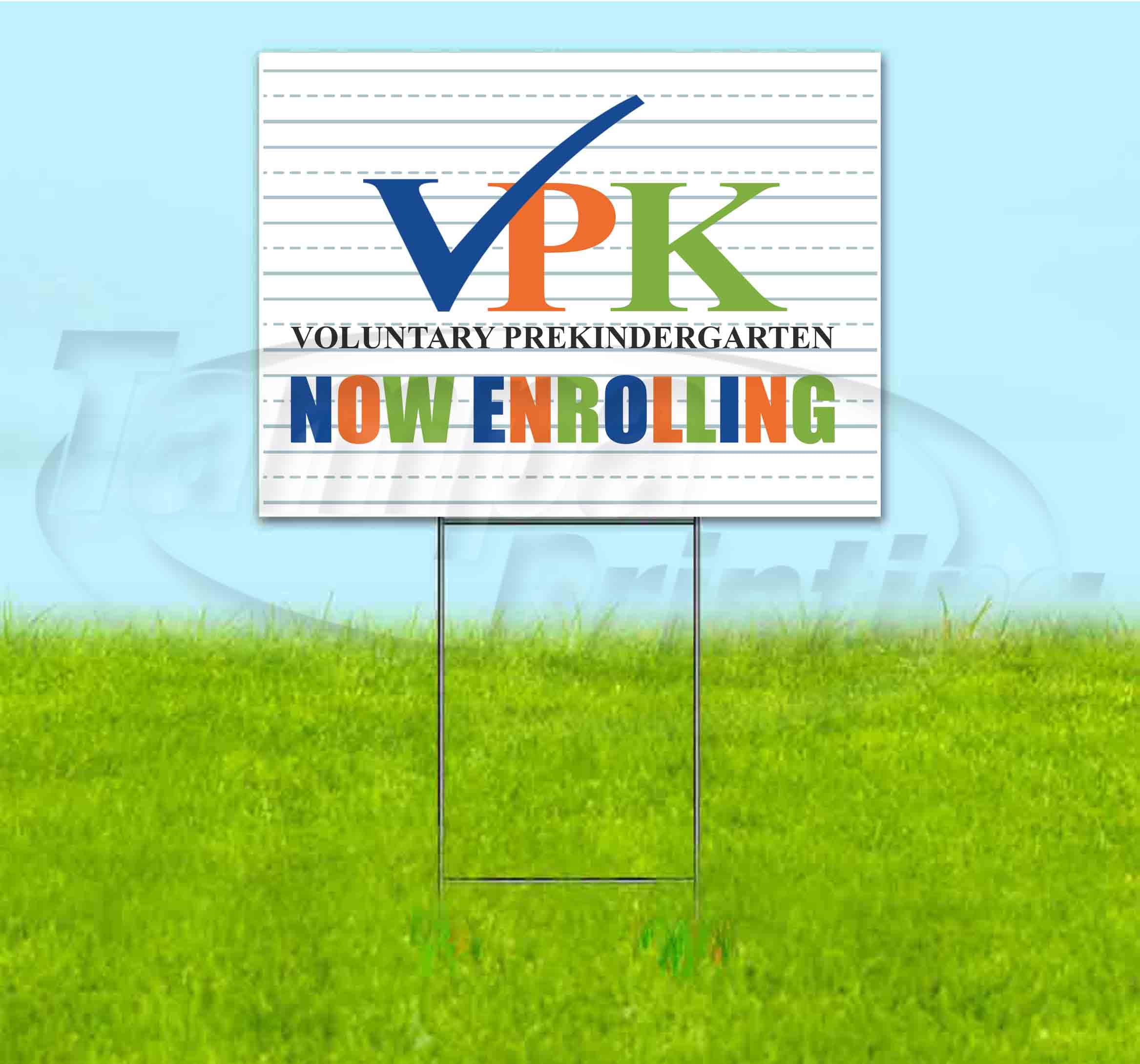 Vpk Now Enrolling (18" x 24") Yard Sign, Includes Metal Step Stake ...