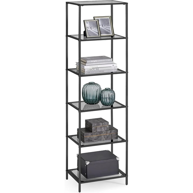 VASAGLE Bookcase, 6-Tier Bookshelf, Slim Shelving Unit for Bedroom ...