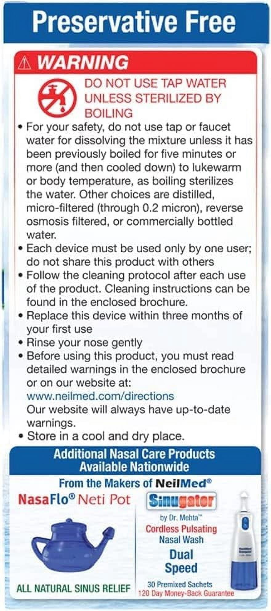 NeilMed Sinus Rinse 100 Salt Premixed Packets for Allergies & Sinus ...