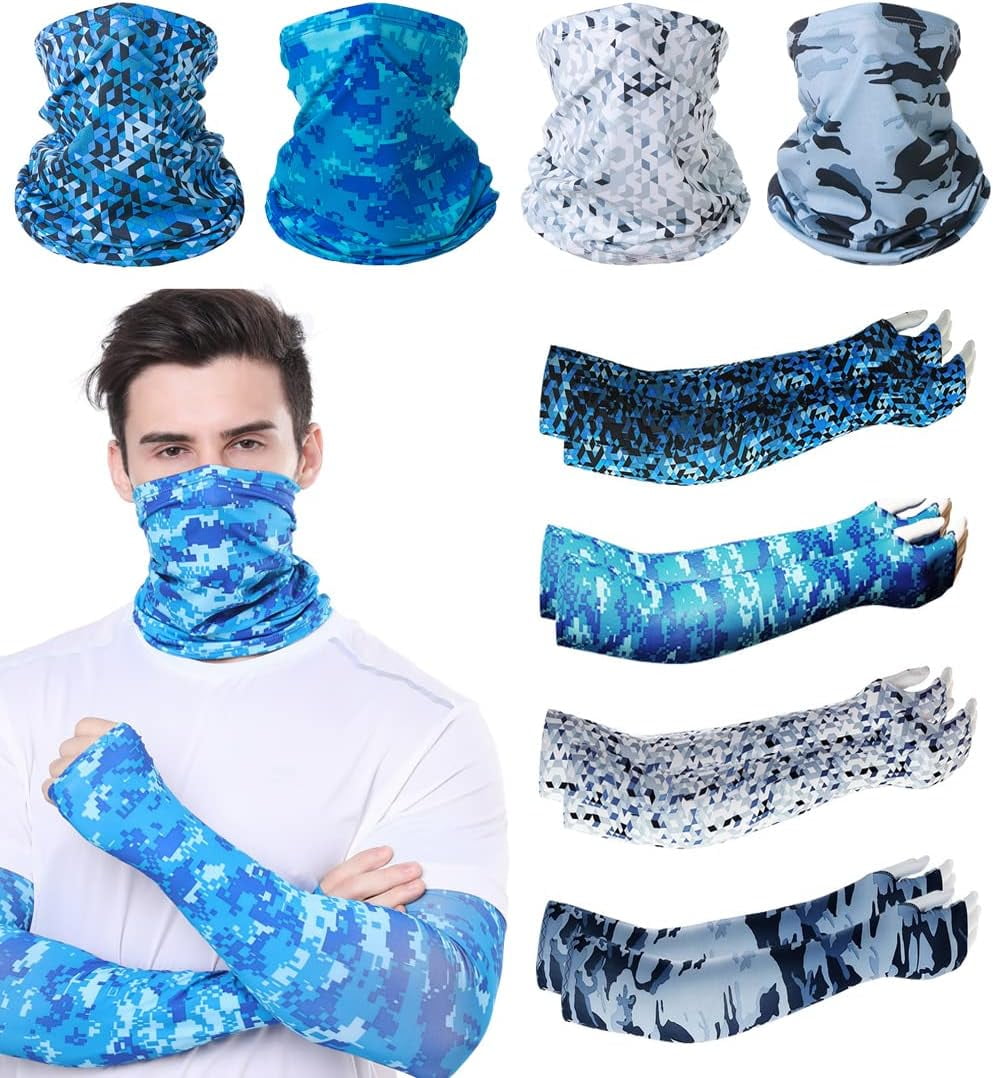 4 Sets UV Protection Face Mask and Sleeve Set, Neck Gaiter Balaclava ...