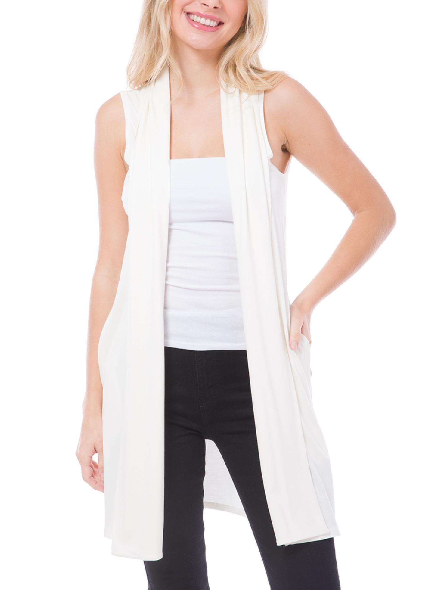 MixMatchy Women's Open Front Draped Heavyweight Cardigan Long Vest With ...