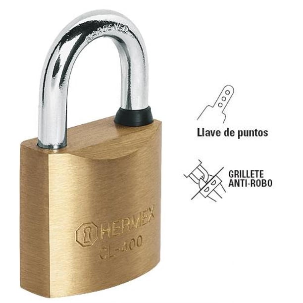 Candado de Latón Pulido 40 mm Hermex 43300 CL-40Q | Bodega Aurrera en línea