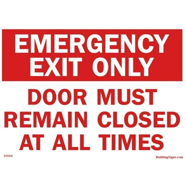 EMERGENCY EXIT ONLY SIGN (WHITE 4 X 5, with two sided tape ) - Walmart.com