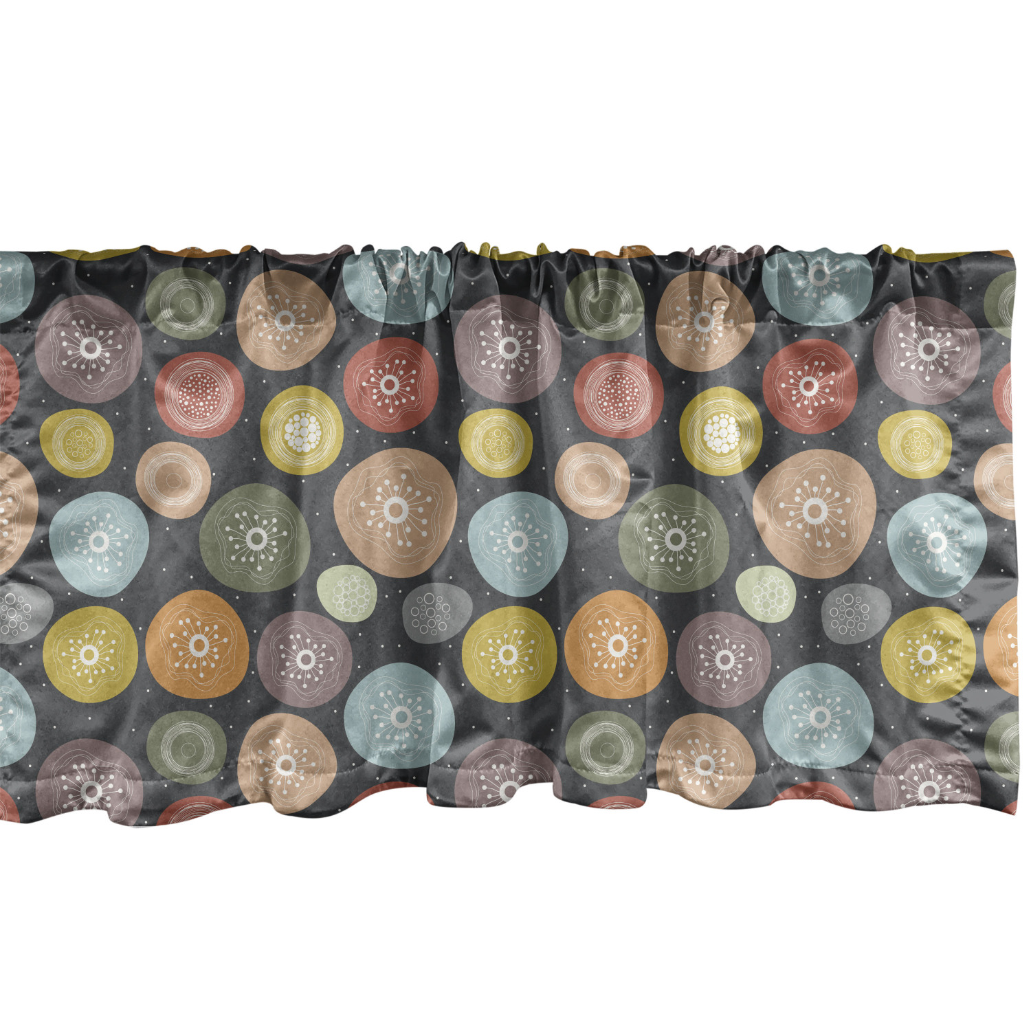 Abstract Window Valance Pack Of 2 Random Circles With Wavy Streaks Or