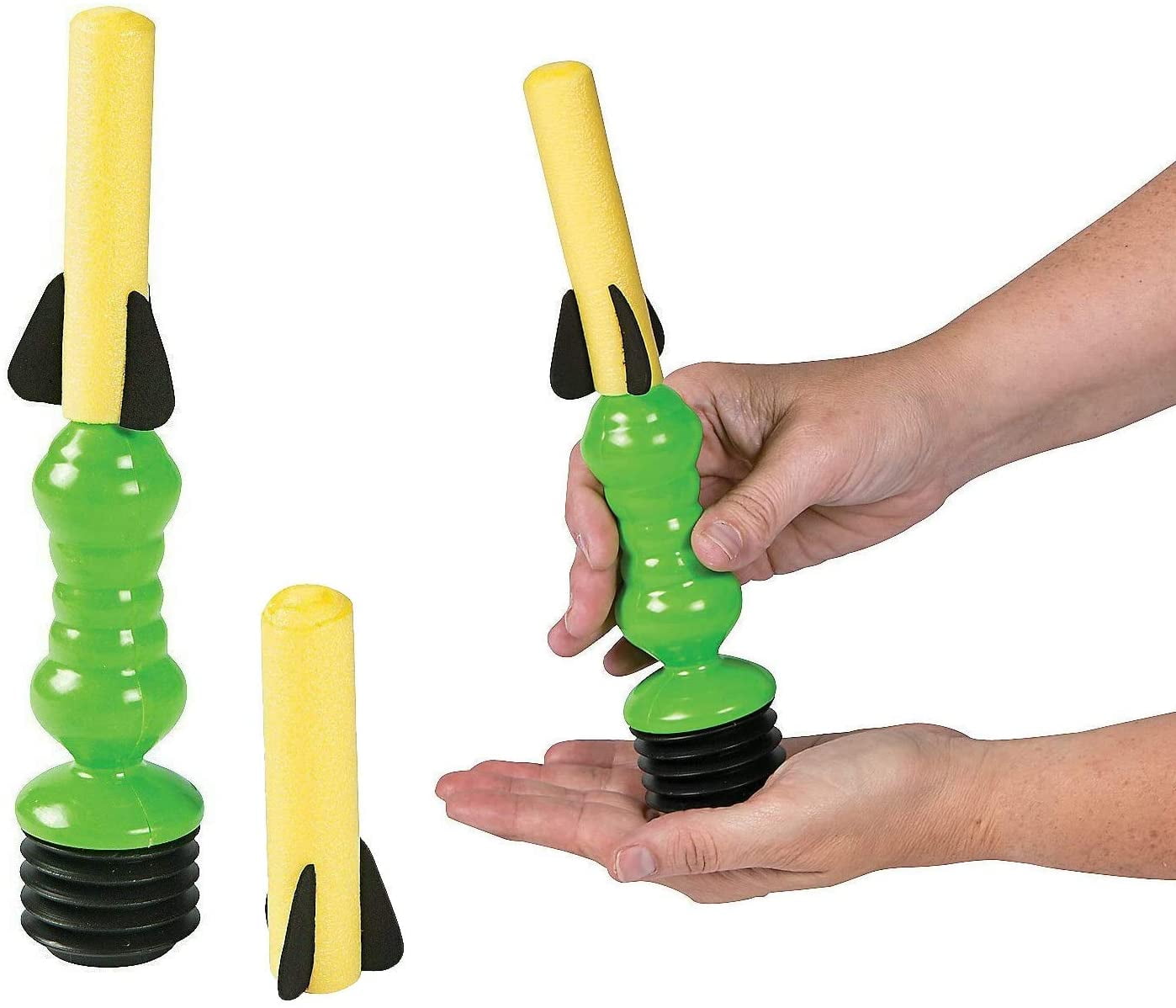 Kicko Air Rocket Launcher with 3 Foam Rocket Darts, 3 Pack, Launcher is ...