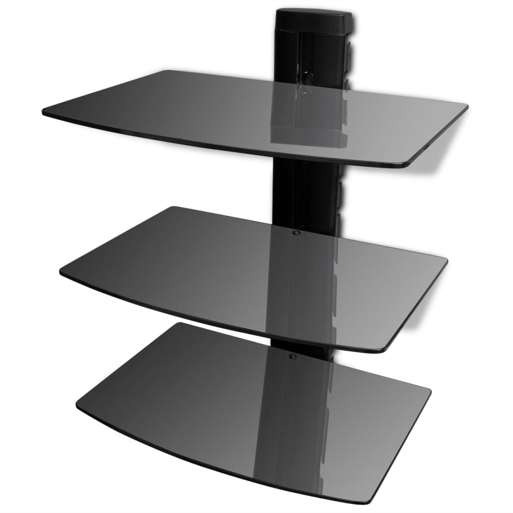 vidaXL 3-tier Wall Mounted Glass DVD Shelf Black - Walmart.com