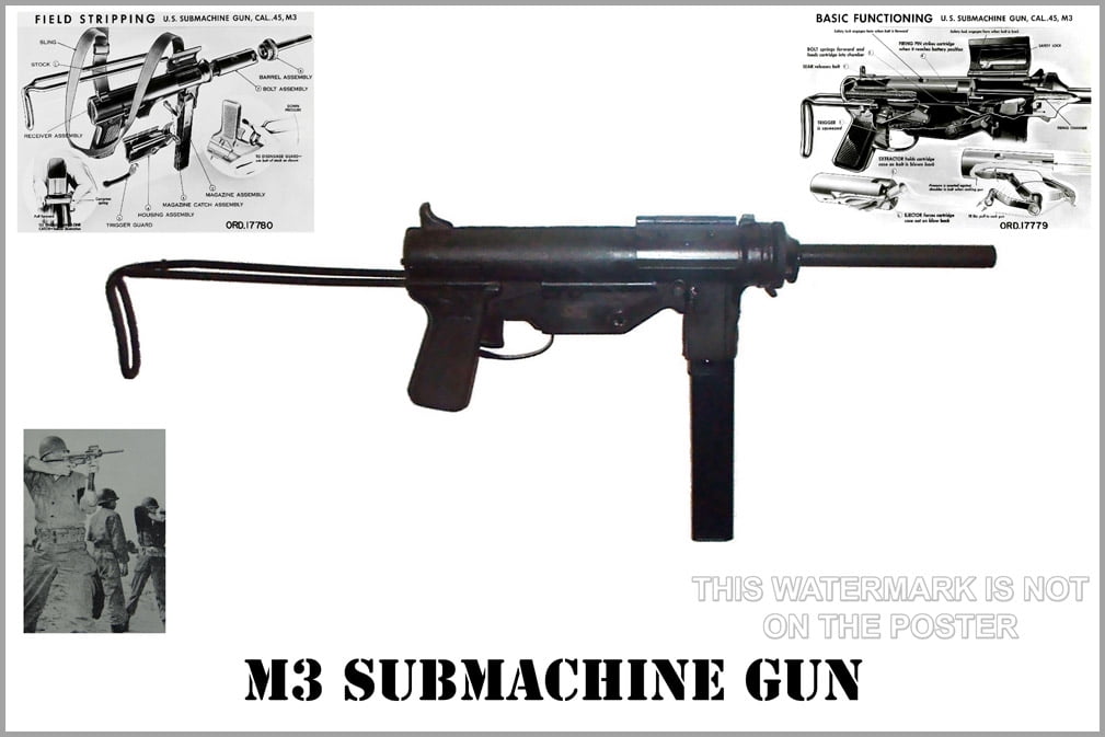 24"x36" Gallery Poster, M3 submachine gun - Walmart.com