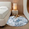 Blue Crab Coastal Round Rug 7ft Washable Circle Rugs Non Slip Summer ...