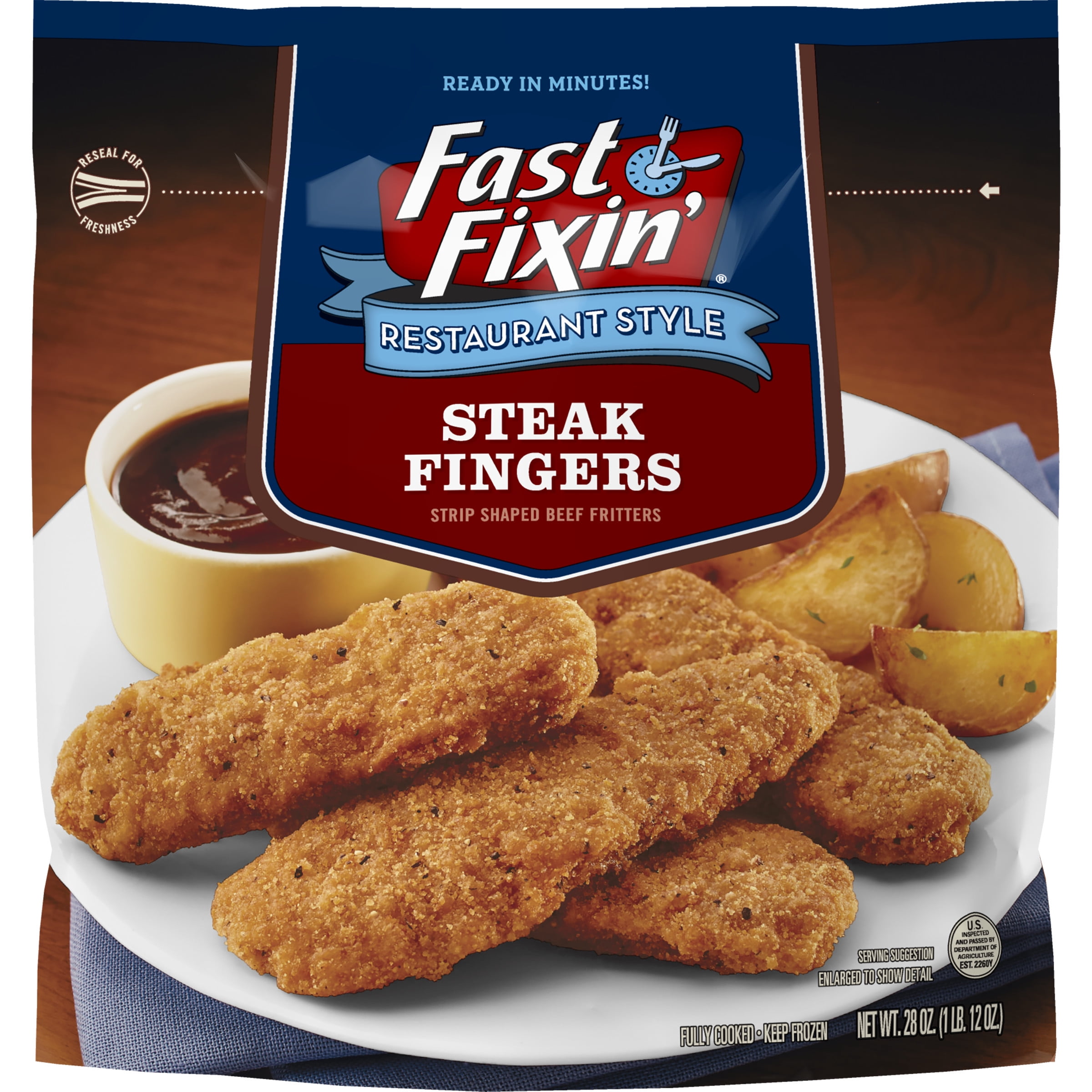 Fast Fixin' Restaurant Style Steak Fingers, 1 lb 12 oz Bag (Frozen ...