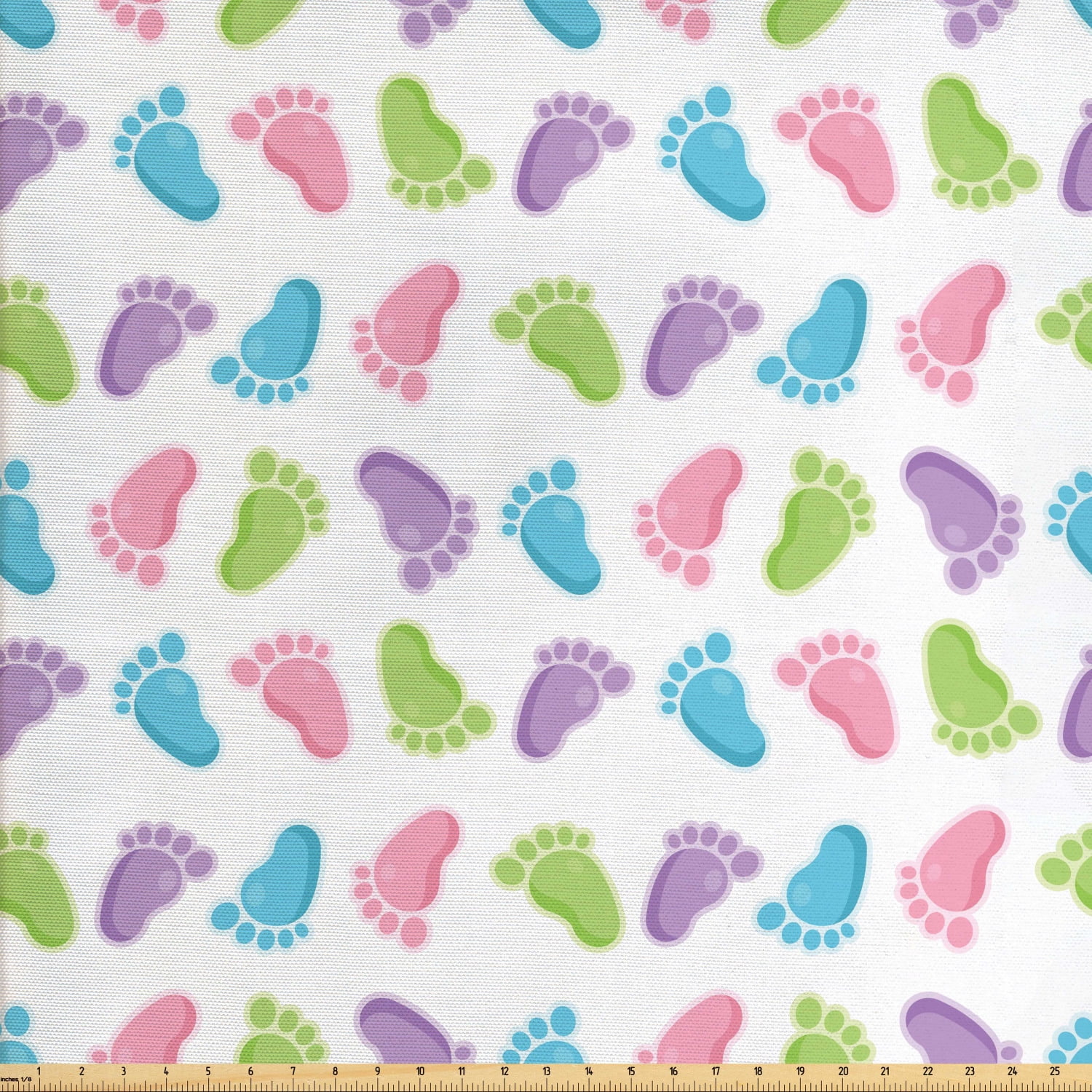 Cartoon Fabric by the Yard, Footprints Pattern in Many Tones Abstract ...